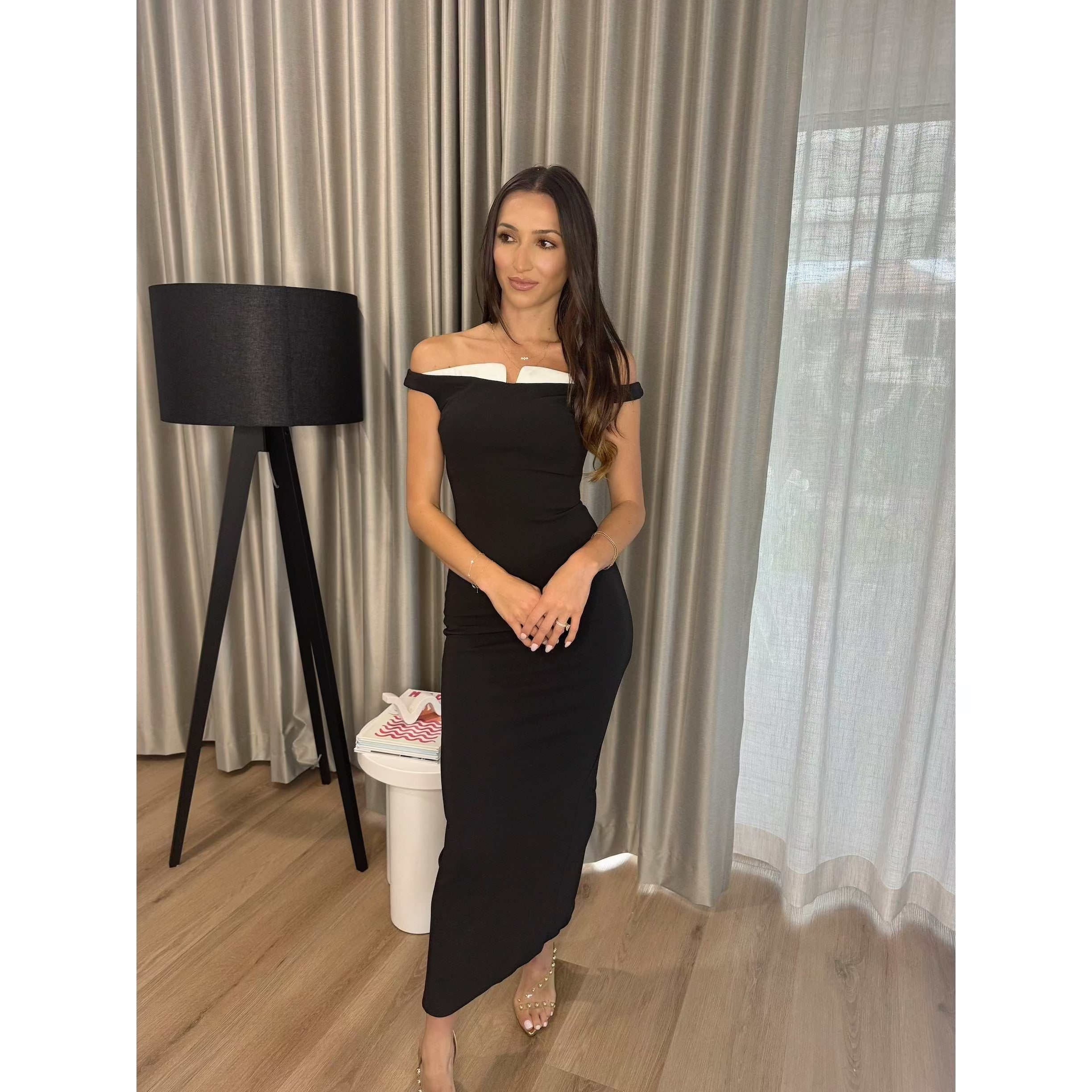 Nora Midi Dress Black - Elegant and Comfortable Fashion – Alina ...